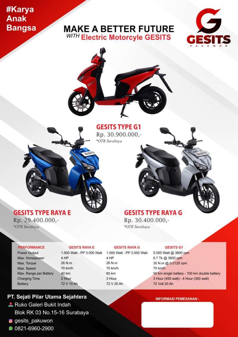 Jual GESITS Type G1 di Seller Gesits Motor Pakuwon Official Store ...