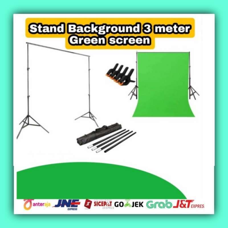 Promo Paket Lengkap Stand Background 3M + Green Screen 3M / 4 Penjepit ...