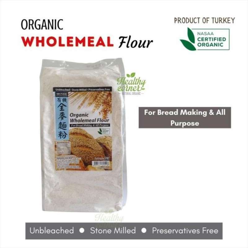 Jual Organic Wholemeal Flour 1kg MH Food Whole Wheat Tepung Gandum Utuh ...