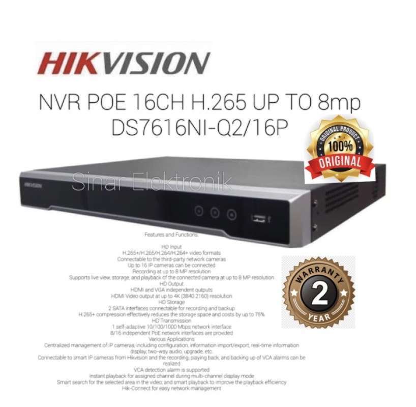 Promo NVR HIKVISION 16ch poe ds7616ni Q2/16p Diskon 33% di Seller Toko Unyil - Tugu Selatan ...