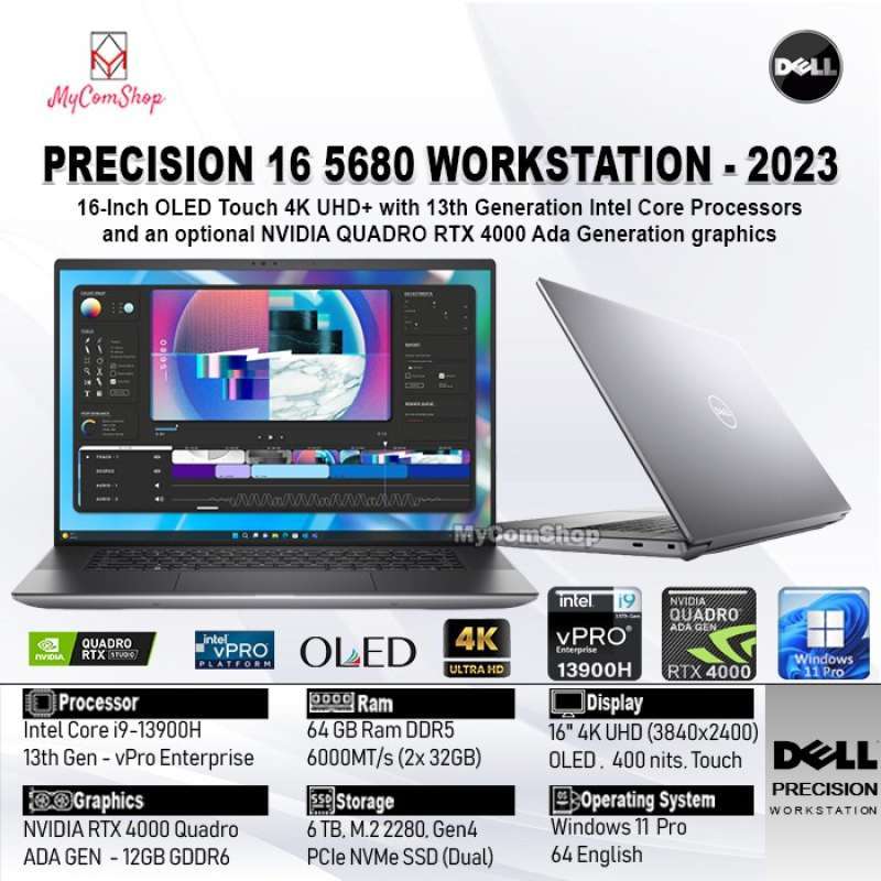 Jual Dell Precision 16 5680 I9-13900h 64gb 6tb Rtx 4000 12gb Oled 4k ...