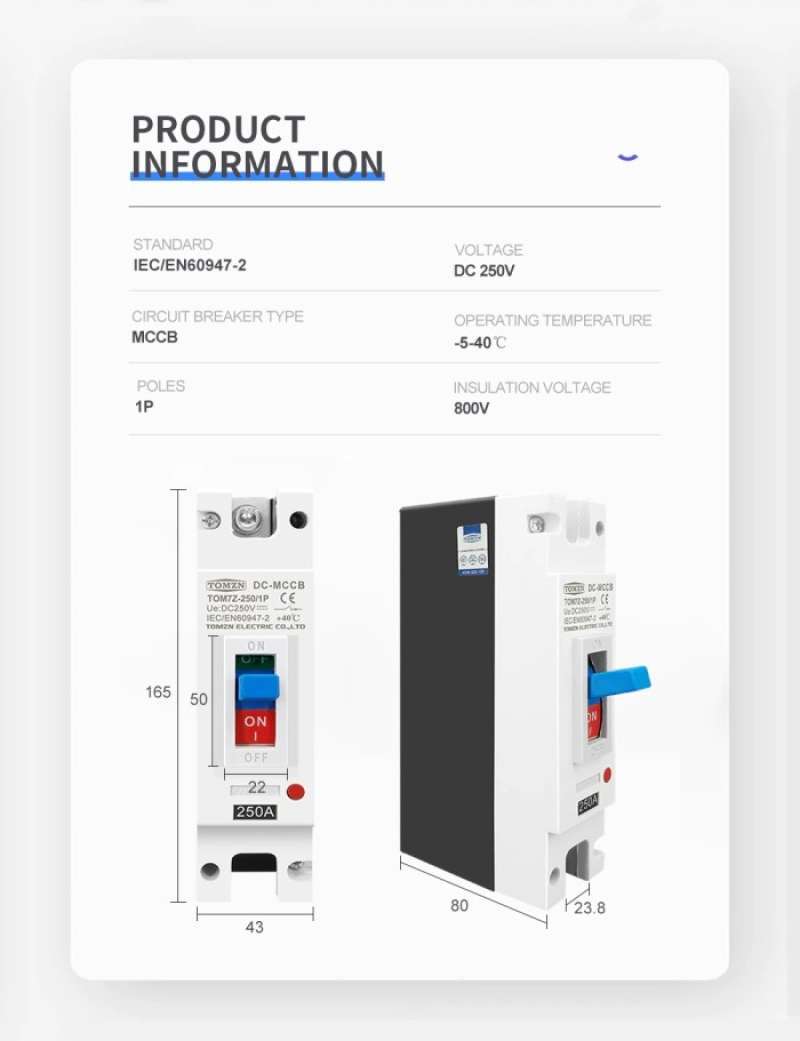 Promo MCCB DC 1P 200A 250V Molded Case Circuit Breaker Panel Surya PLTS ...