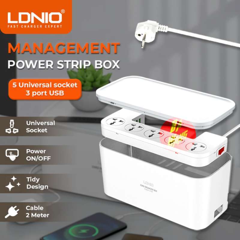 Promo Stop Kontak Management Power Strip Box 5 Power Socket Port 3 Usb ...