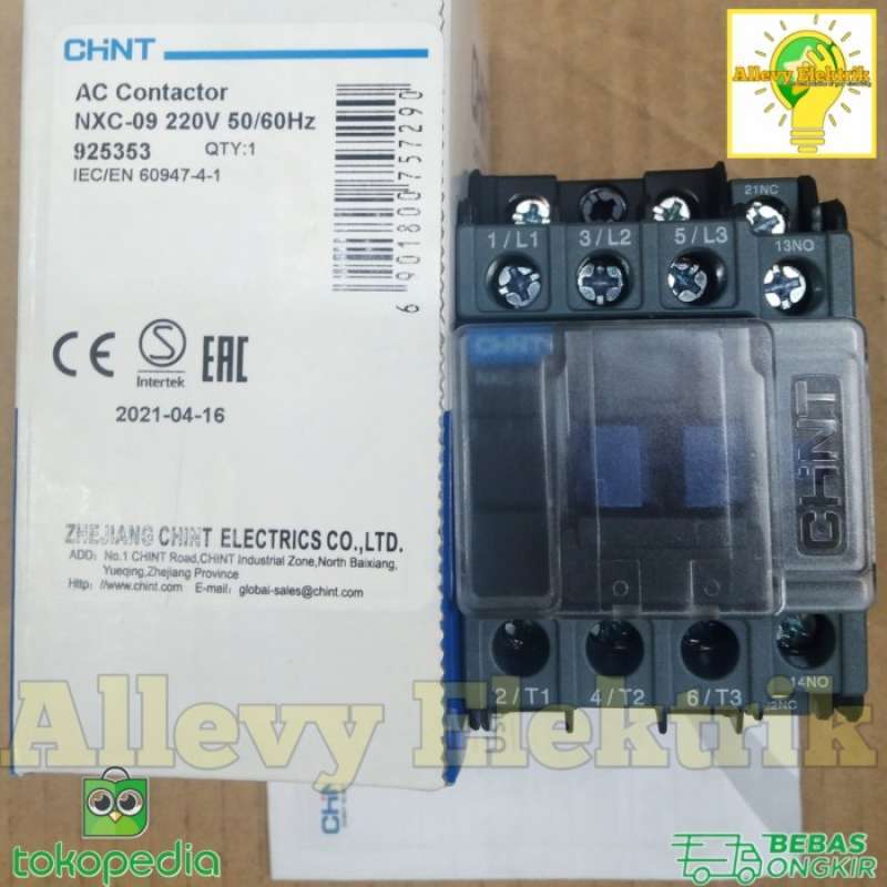 Promo Contactor/Kontaktor Chint NXC-09 4kW 3P 220V Diskon 23% di Seller Hubner Store ...