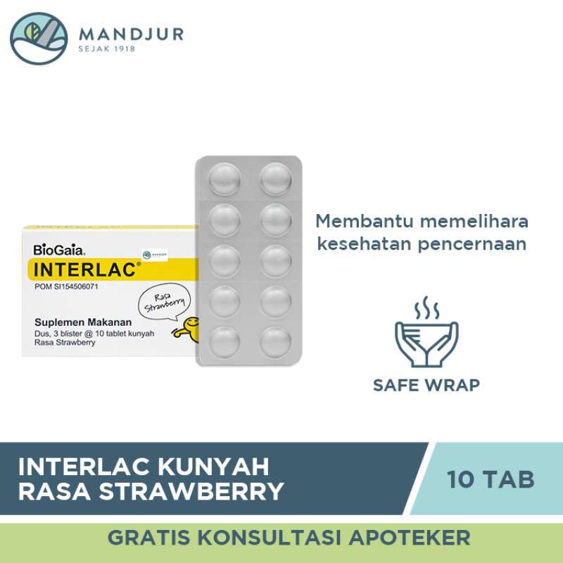 Jual Interlac Kunyah Rasa Strawberry 10 Tablet - Suplemen Saluran Cerna ...