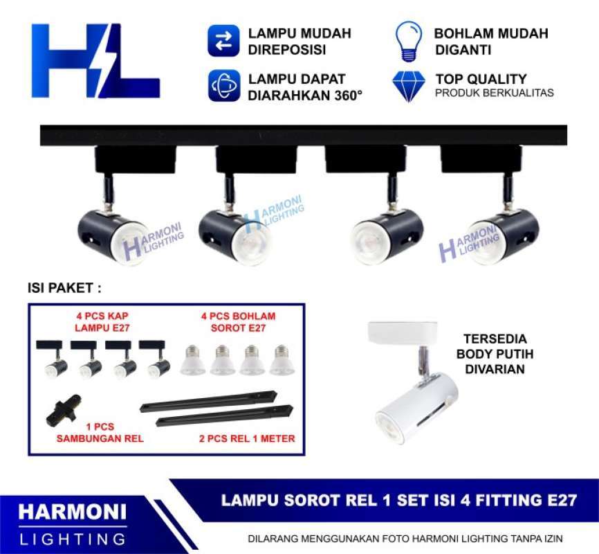 Promo paket isi 4 lampu Rel track light sorot led spotlight rell 2 ...