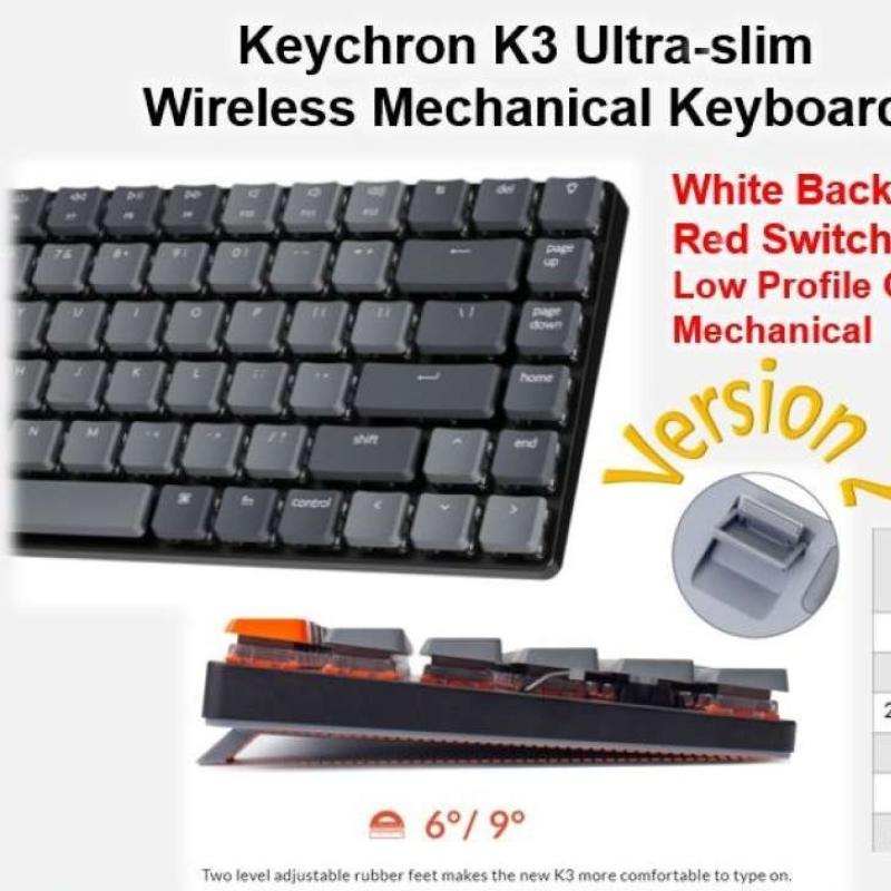 Promo Keychron K3 v2 WHITE Backlight Low Profile Gateron Mechanical ...