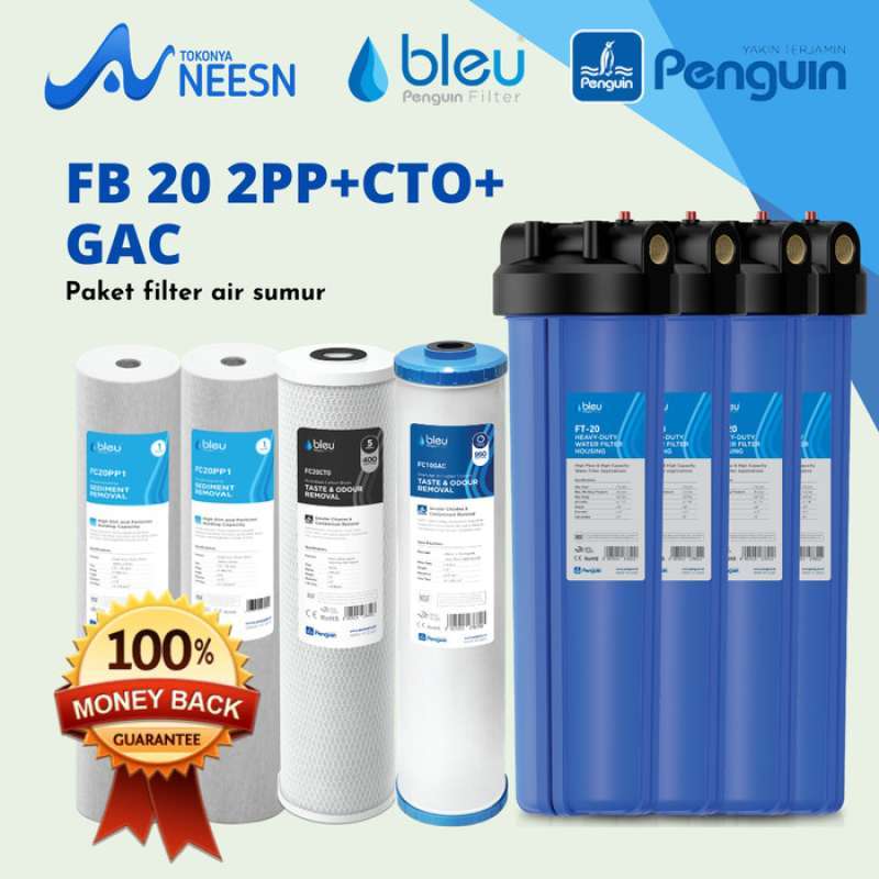Promo Paket Filter Air tandon/toren PENGUIN BLEU FB 20 inch 2 PP CTO ...
