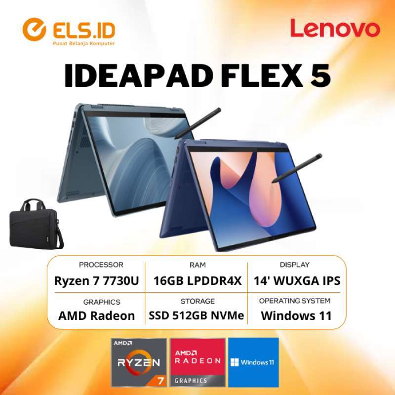 Jual Lenovo Flex 5 14abr8 Touch 2in1 Ryzen 7 7730u 16gb Ssd 512gb 14' W11+ohs - Stone Blue Di ...