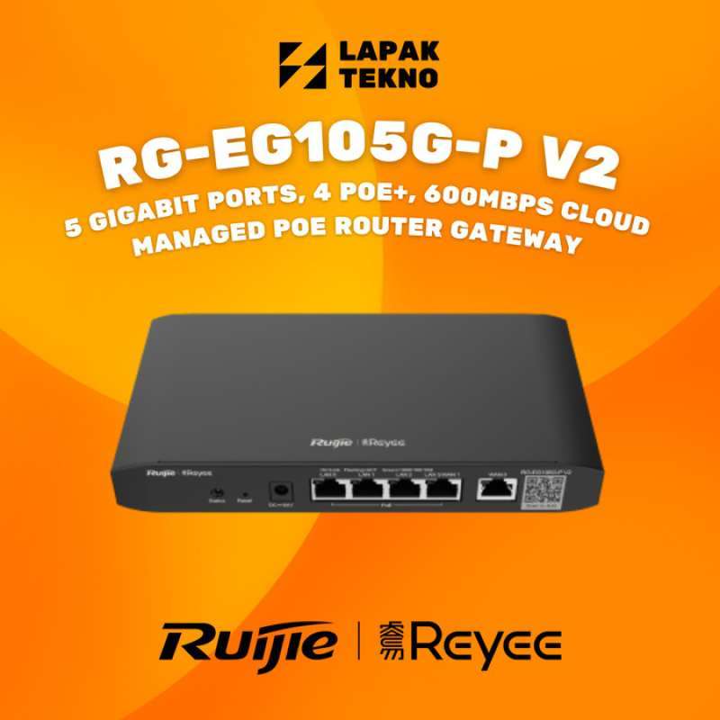 Promo RG-EG105G-P V2 RUIJIE REYEE 5 GIGABIT PORTS CLOUD MANAGED POE ...