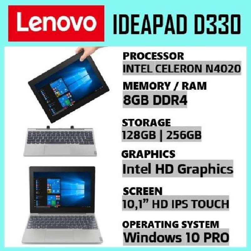 Jual Lenovo Ideapad D330 10igl N4020 8gb 128gb Win10pro Mineral Grey Di ...