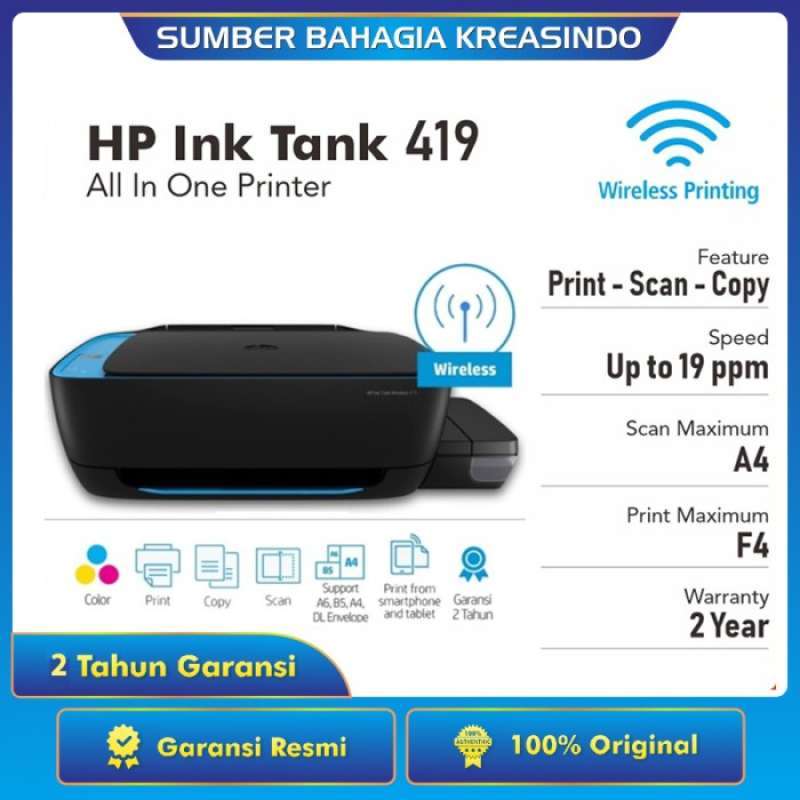 Promo 419 Ink Tank Wireless All In One Printer (print, Scan, Copy ...