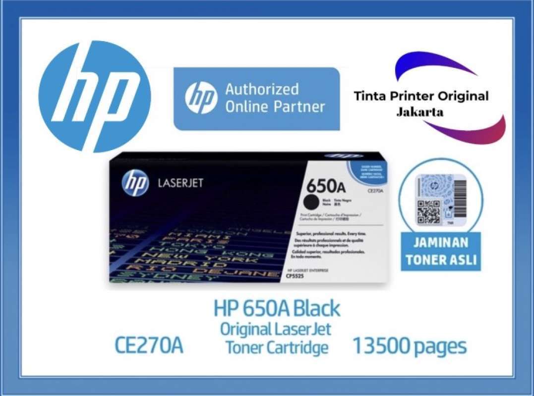 Promo HP 650A ( CE270A ) Black Original Laserjet Cartridge Diskon 23% ...