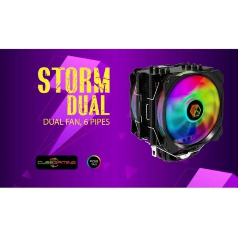 Promo Air Cooler Cube Gaming Storm V2 Dual Fan 12cm Argb - Universal ...