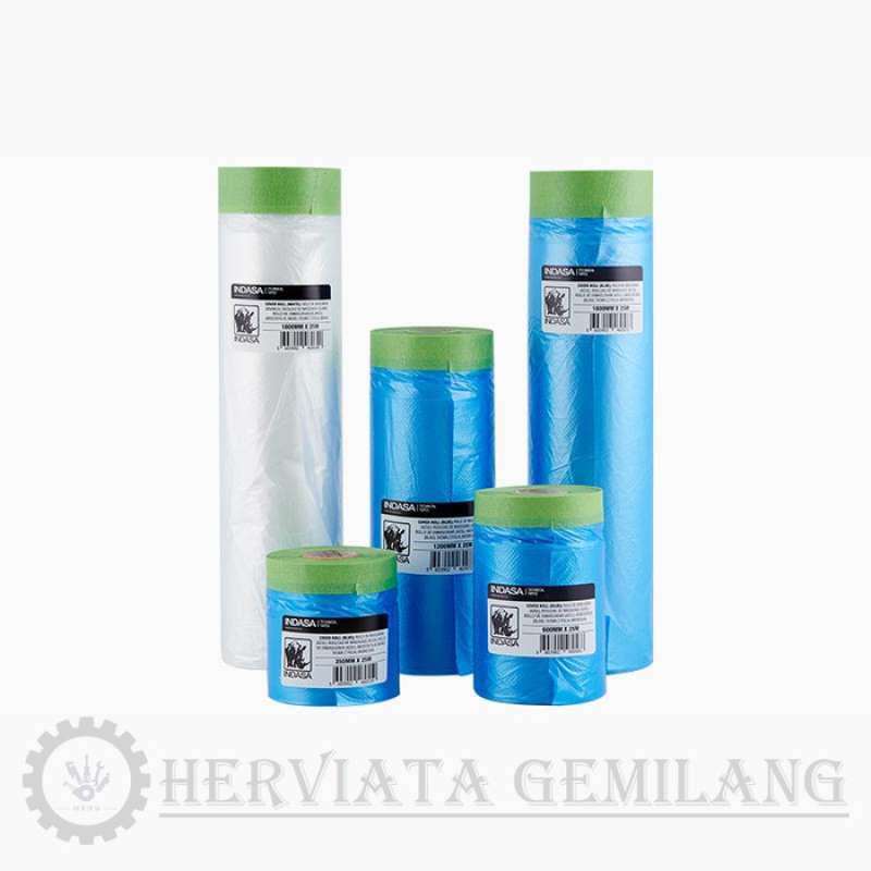 Jual Premium Polyethylene Plastic Cover Roll Pre-taped Masking Film 25 ...
