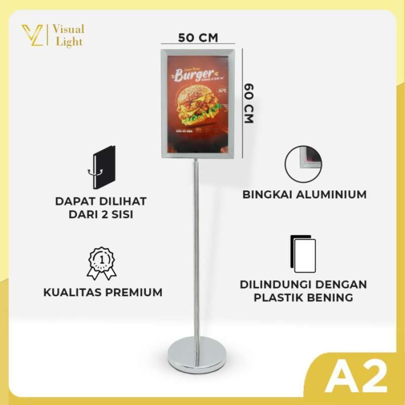 Promo Sign Board Standing Menu Frame Stainless - Papan Informasi Poster ...