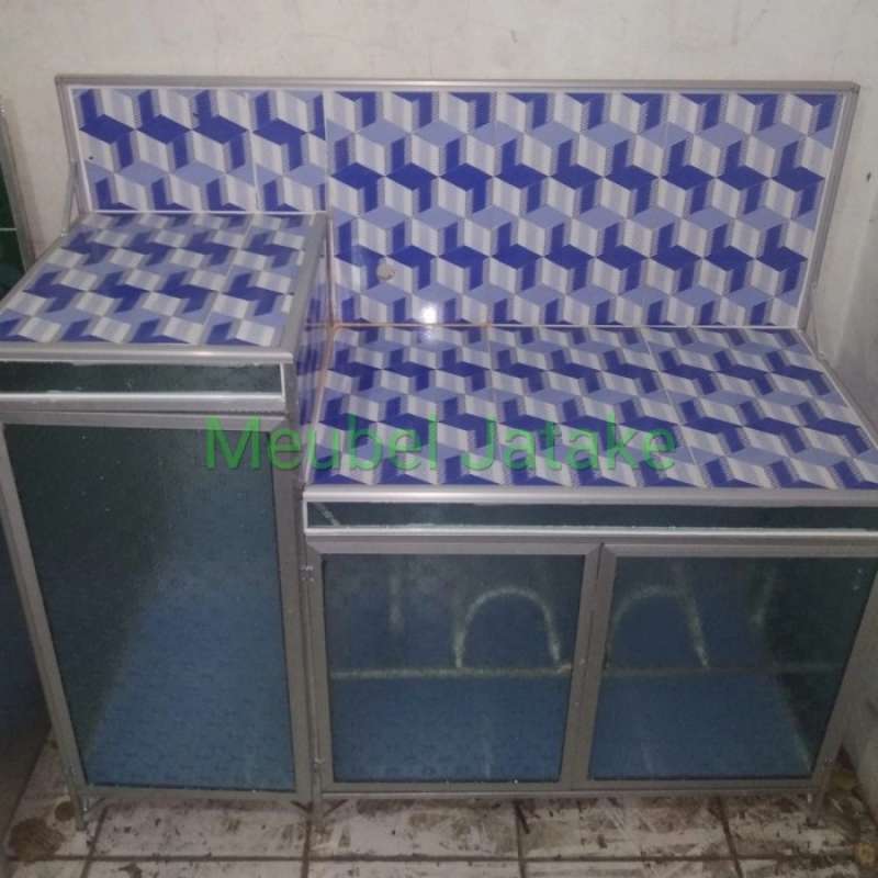 Promo Meja Kompor Dapur 3 Pintu + Rak Piring Model L Keramik Aluminium ...