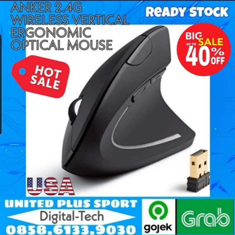 Jual ANKER 2.4G WIRELESS VERTICAL ERGONOMIC OPTICAL MOUSE FOR PC DAN ...