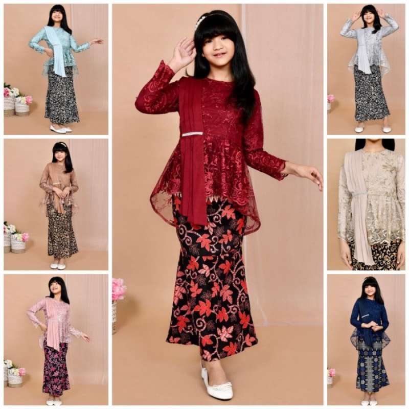 Promo Baju Kebaya Brukat Kartini Wisuda Anak Tk Sd 6-9Tahun Rok Batik ...