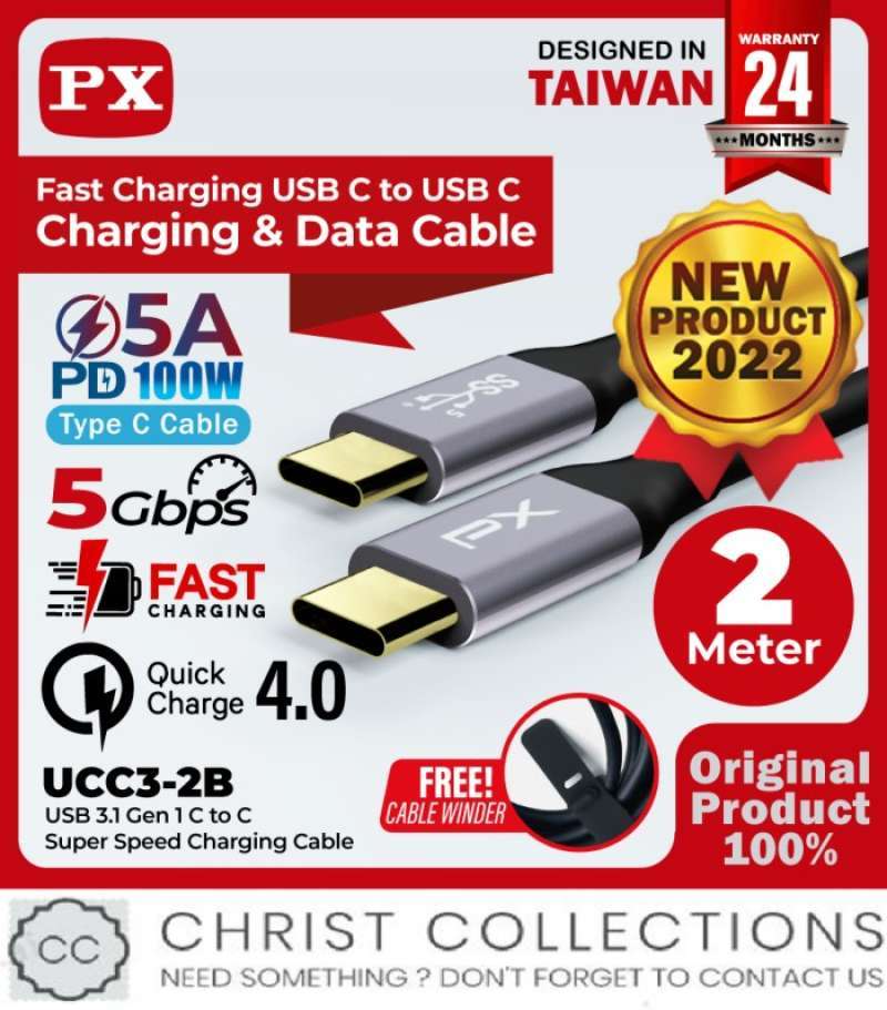 Jual Kabel Data Usb Type C To Type C Fast Charging 100W 2M Px Ucc3-2B ... Jual Kabel Data Usb Type C To Type C Fast Charging 100W 2M Px Ucc3-2B ...