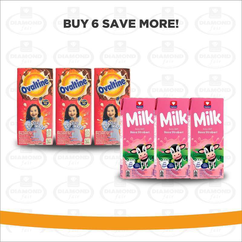 Jual Ovaltine Uht Milk 200 Ml 3, Diamond Uht Milk Strawberry 200 Ml 3 ...