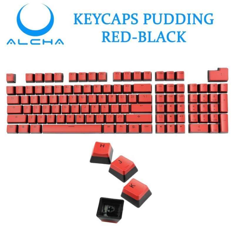 Jual Alcha Keycaps Pudding / Puding Red - Black Mechanical Keyboard ...