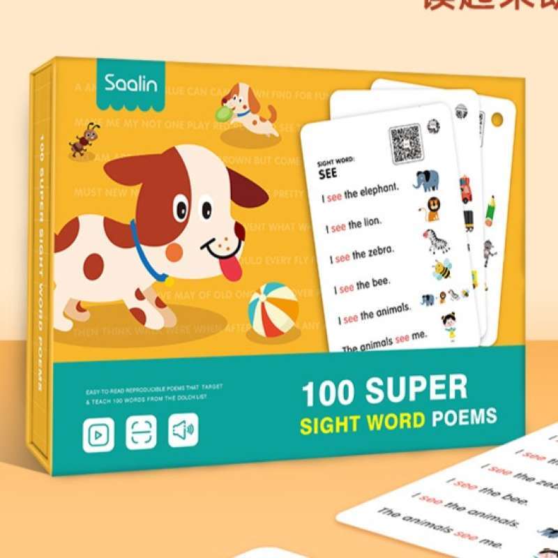 Jual saalin 100 super sight word poems wipe clean activity flash card ...