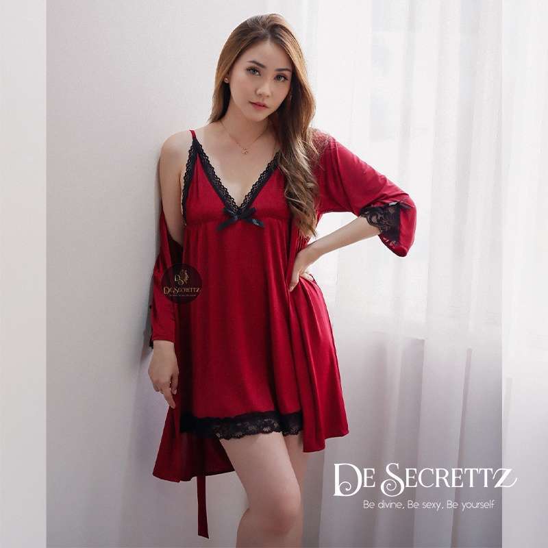 Promo DeSecrettz VICTORIA Baju Tidur Wanita Dewasa Model Lingerie Big Size, Includes kimono ...