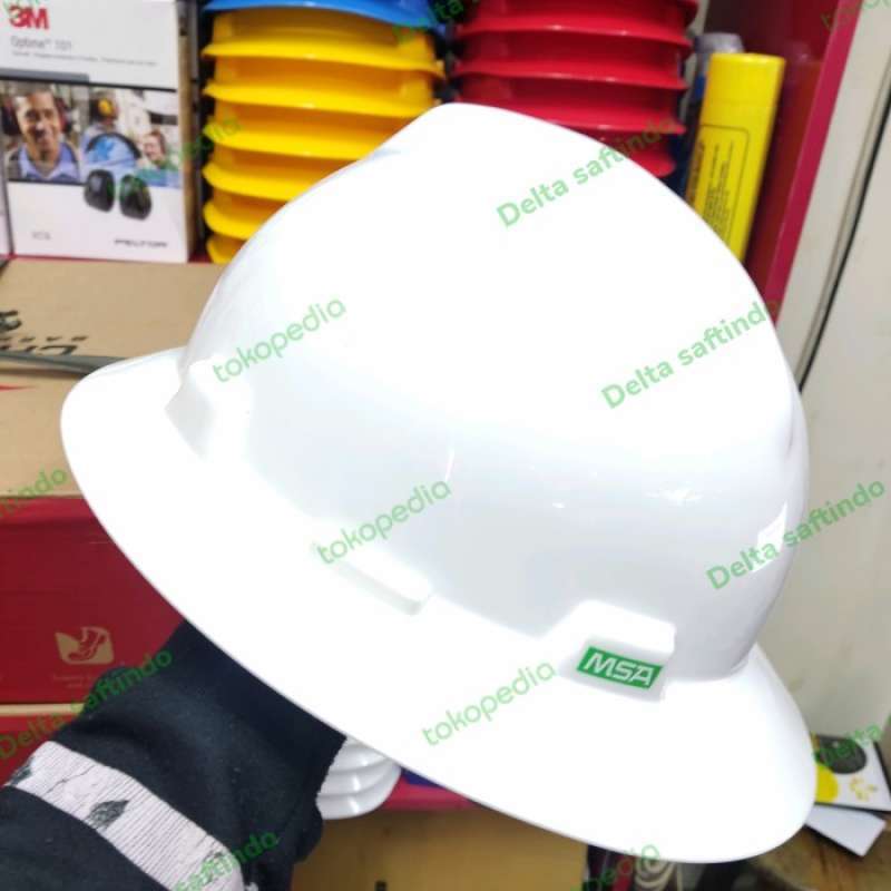 Promo Helm Safety Full Brim msa original Fastrack Safety Helmet Putih ...