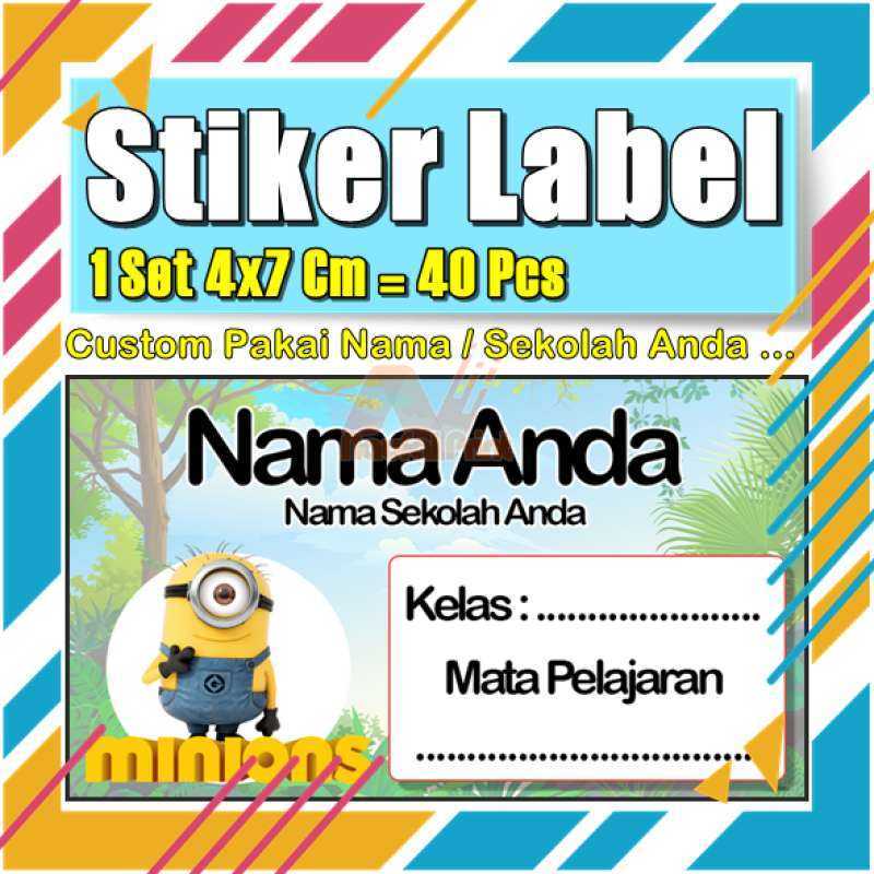 Jual Stiker Label Minions Model E Buku Pelajaran Anak Vol-173 - Uk 4x7 ...