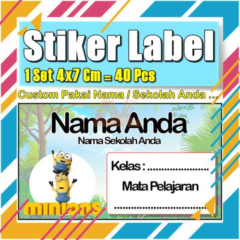 Jual Stiker Label Minions Model E Buku Pelajaran Anak Vol-173 - Uk 4x7 ...