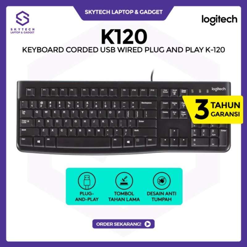 Promo KEYBOARD LOGITECH K12S0 CORDED USB WIRED PLUG AND PLAY K-120 ...