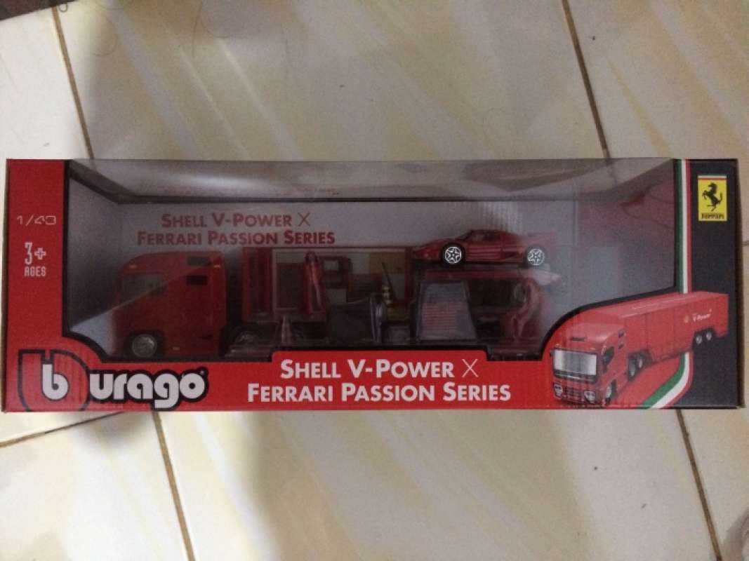 Promo Burago Ferrari Truck Hauler + Ferrari F40 edisi Shell V-Power ...