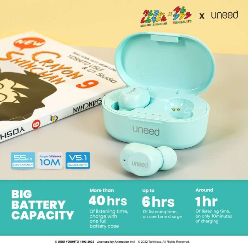 Promo Uneed Tws Bluetooth 5.1 Crayon Shinchan X Tahilalats - Blue ...