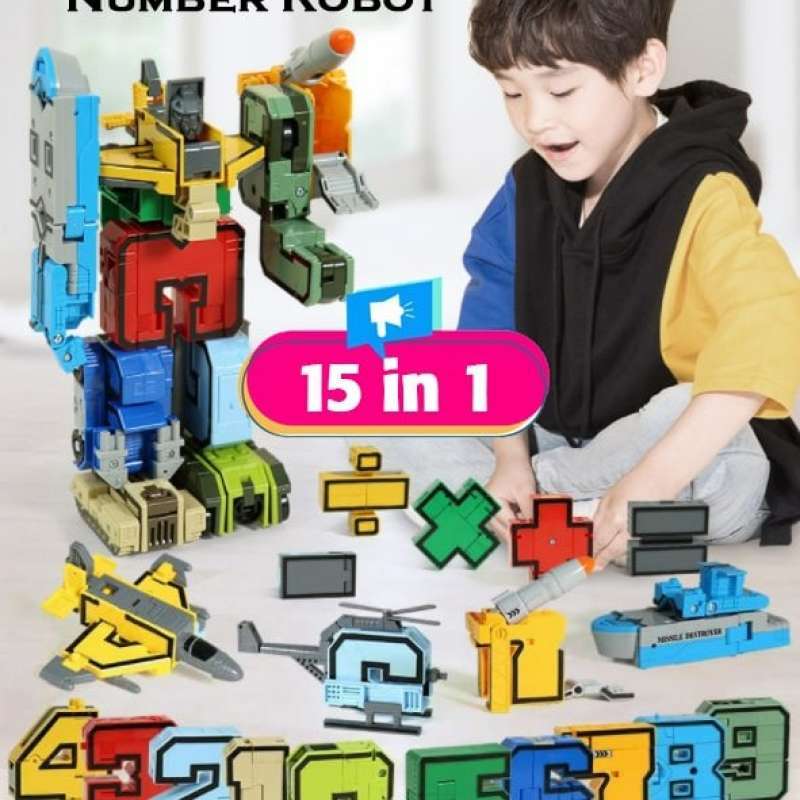 Promo Blok robot angka emco bongkar pasang Transformer Optimus prime ...