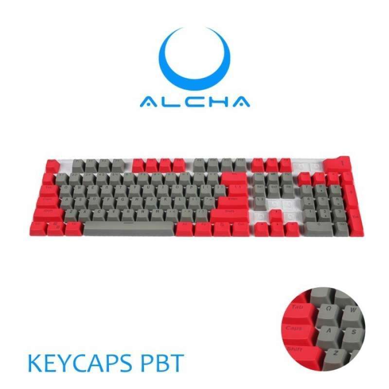 Jual ALCHA KEYCAPS PBT BACKLIT MECHANICAL KEYBOARD GREY - RED di Seller ...