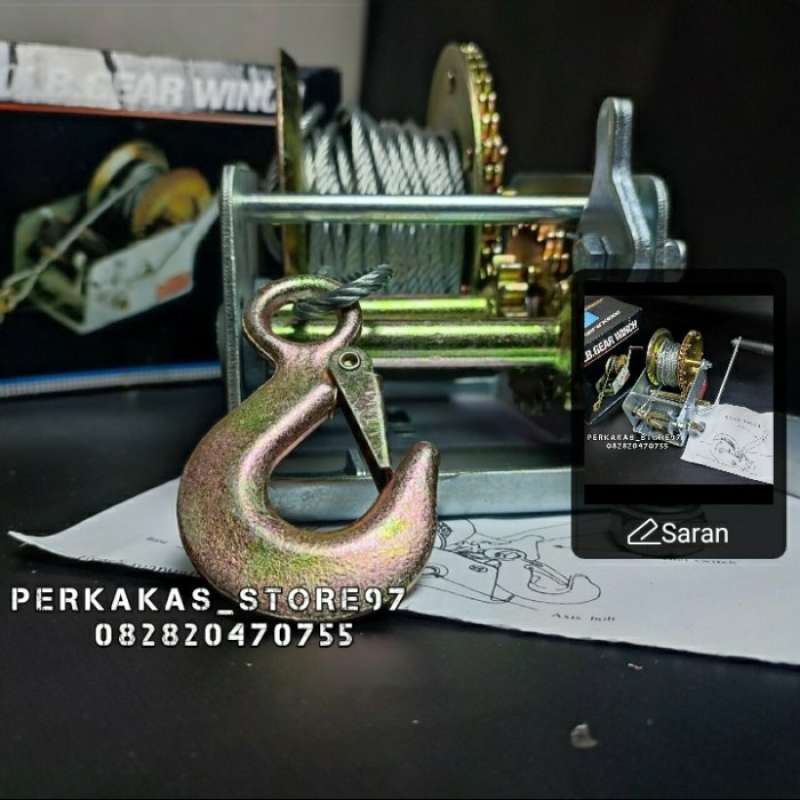 Promo Hand winch katrol manual 1000Lb 1000kg gear winch Diskon 23% di ...