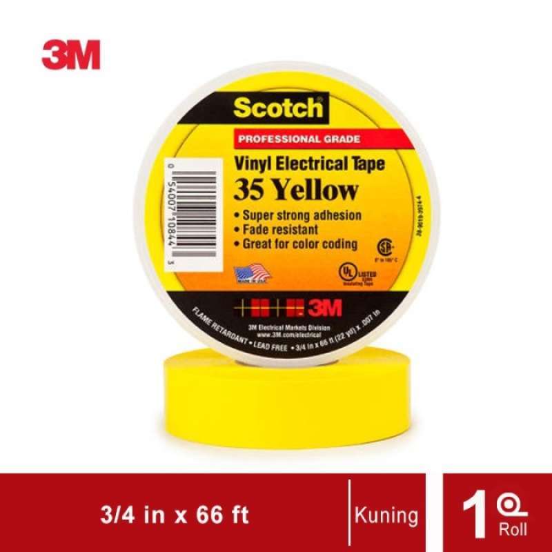 Promo Isolasi Listrik 3M Scotch 35 Vinyl Electrical - Kuning - (19Mm X ...