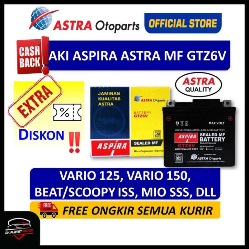 Jual Aki Aspira 11-GTZ-6VMF Motor Vario 125 Vario 150 Beat ISS Mio SSS dan Sejenisnya di Seller ...
