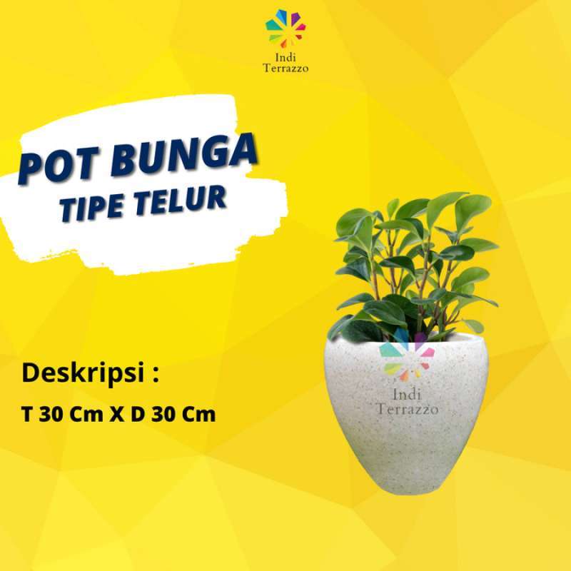 Promo Indi Terrazzo Pot Telur Standing Cantik Teraso- Pot Bunga Diskon 23% di Seller Honey ...