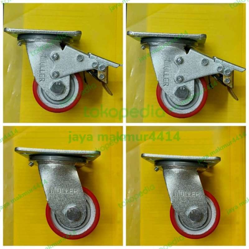 Promo Roda Troli Pu 3 Inch Super Heavy Duty 2 Rem 2 Hidup 4 Pcs Diskon ...