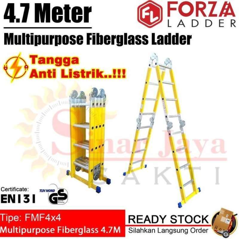 Promo Tangga Lipat Fiberglass Forza 4,7 - 6,8 Meter Tangga Anti Listrik ...