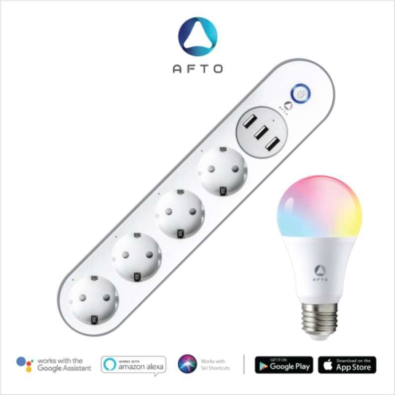 Promo AFTO Smart Home Bundling ( Smart Ext Socket Usb + Smart Bulb ...