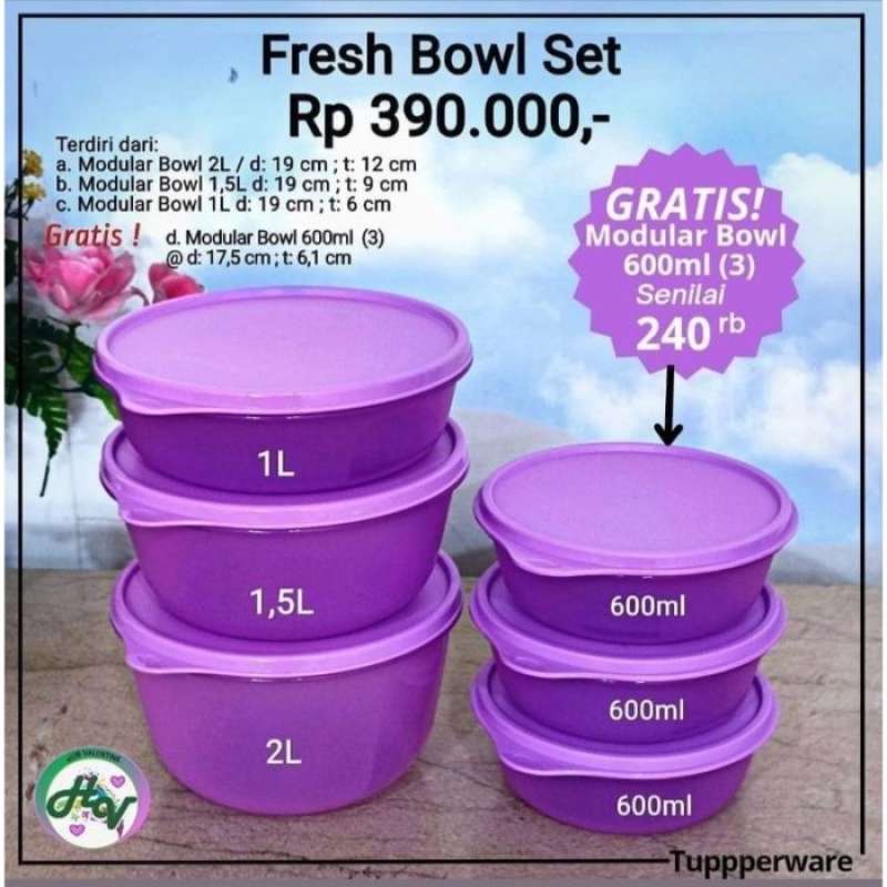 Jual Tupperware Fresh Bowl Set 6Pcs With Gif Toples di Seller Kuniy ...