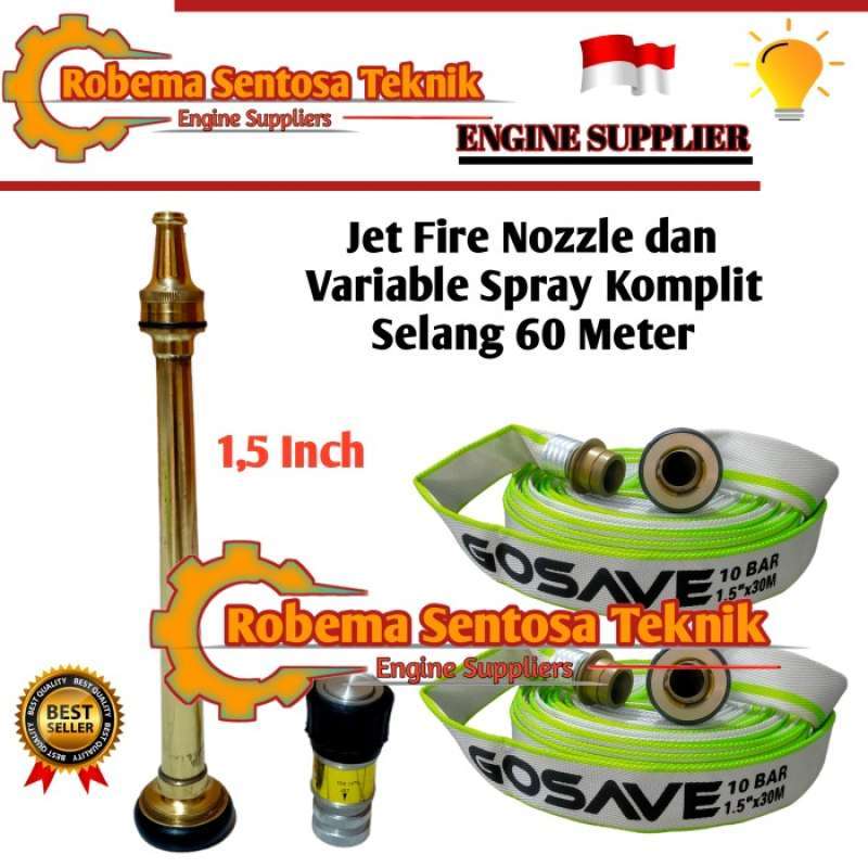Promo Paket Jet Fire Nozzle Pemadam Komplit Selang 60 Meter | Variable Spray Diskon 23% di ...