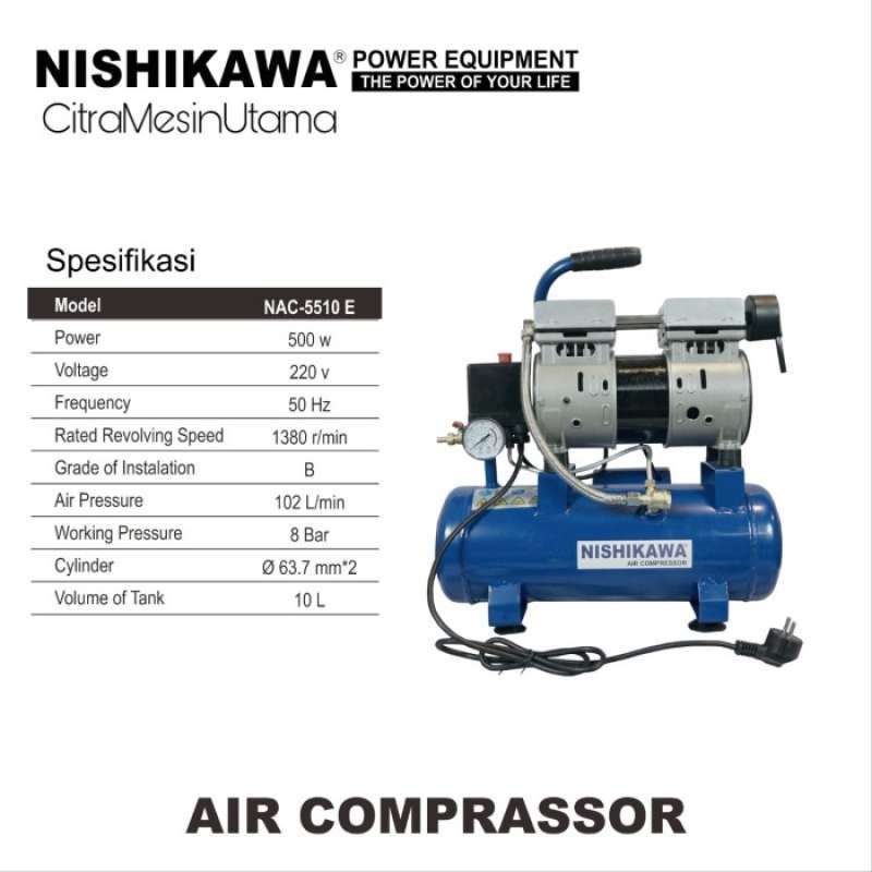Jual Air Compressor Oil Less Nishikawa NAC-5510 E Kompresor di Seller ...