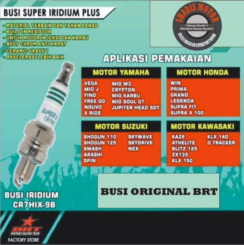 Promo Busi Motor Super Iridium Plus Merk Brt Untuk Motor Cek Gambar Diskon 23% Di Seller ...