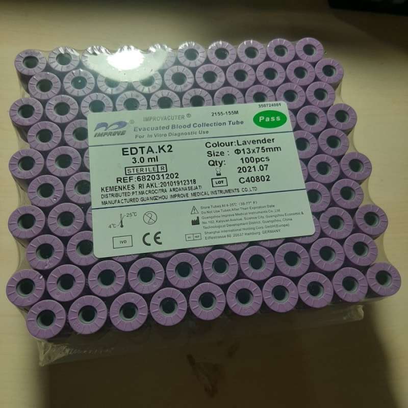 Jual Improve Vaccum Tube / Tabung Darah Edta K2 3 Ml Pet/ Edta K2 3ml ...