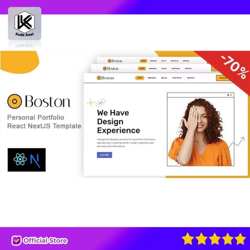 Jual Boston Bootstrap 5 Personal React Nextjs Portfolio By Kodeaset Di Seller Kodeaset