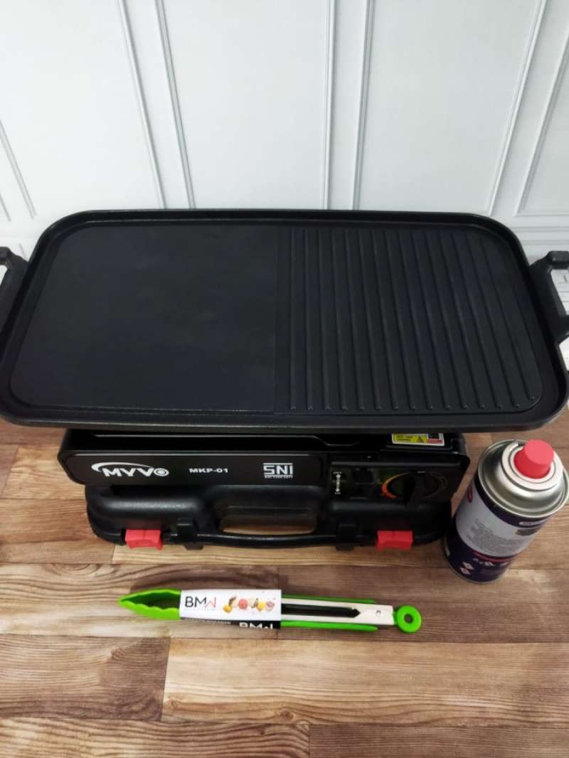 Promo Paket Barbeque BBQ Kompor Myvo + Grill Pan Omicko + Tabung Gas + Capit Diskon 23% di ...